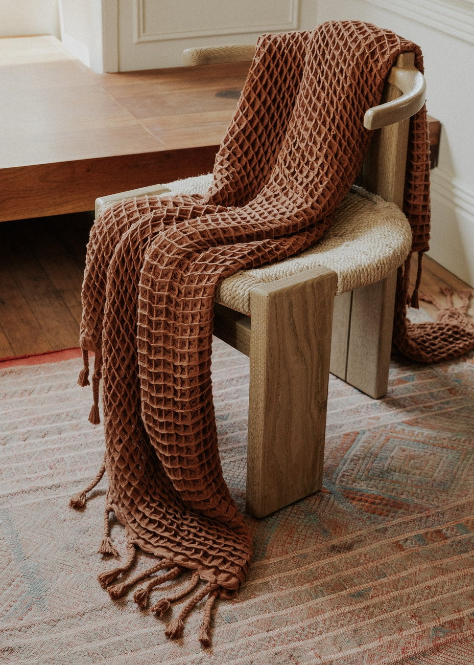 Waffle Weave Throw Blanket – Earthen