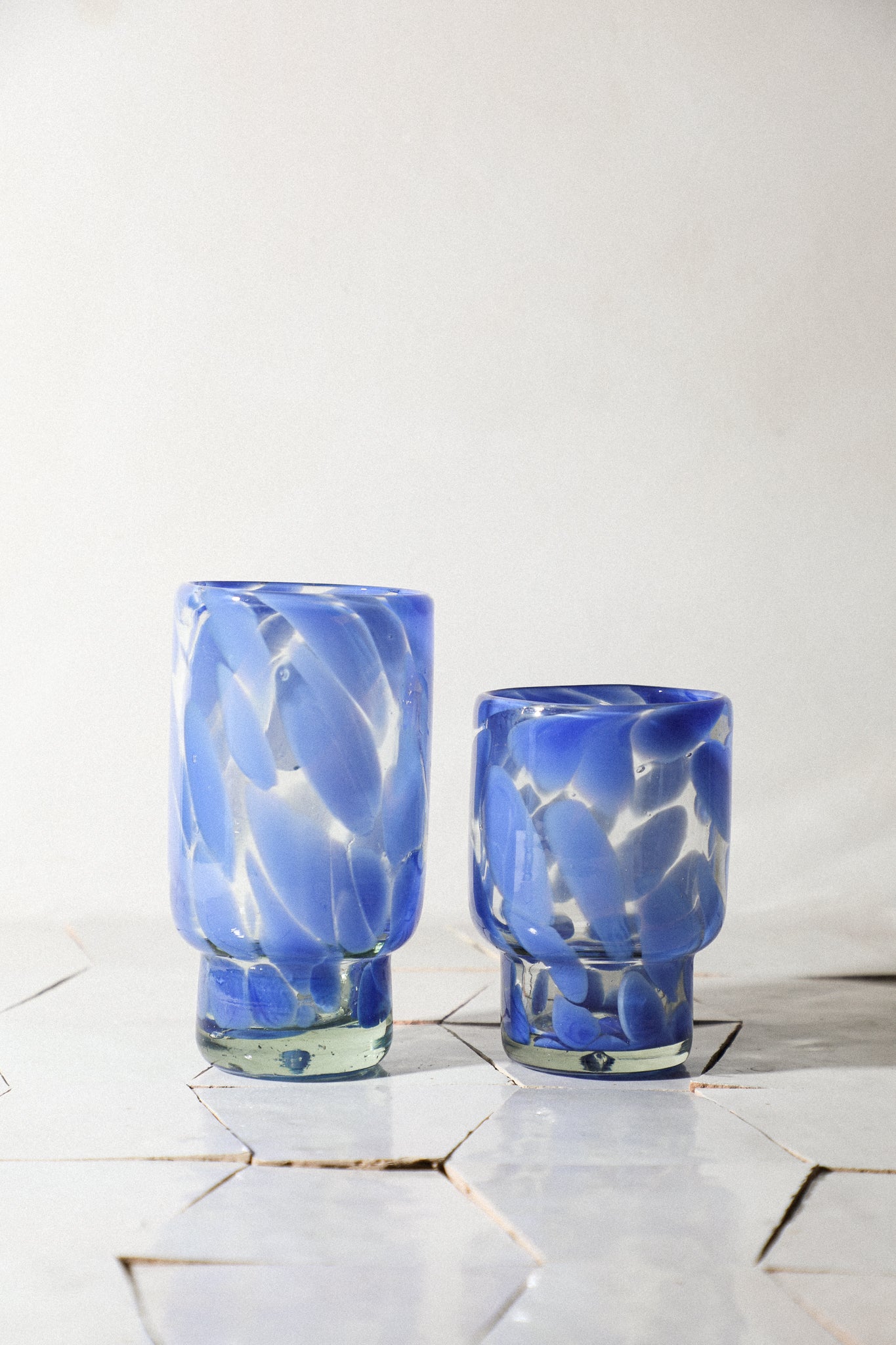 Short Blue Flecked Glassware – Earthen