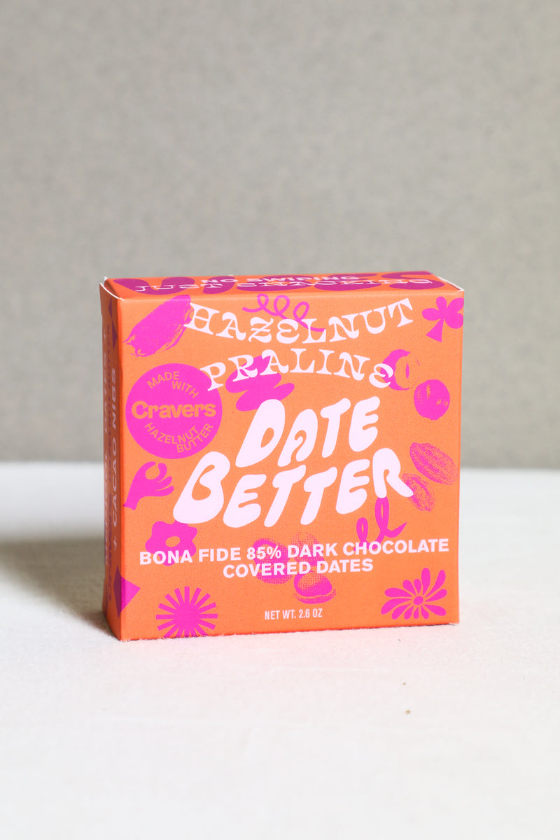 Dark Chocolate Covered Dates / Hazelnut Praline – Earthen